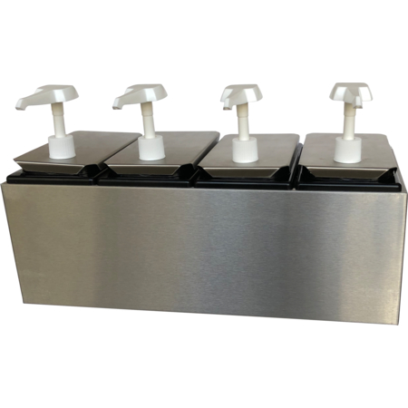 38504 - Condiment Topping Rail with 4 Standard Pumps & Jars - Stainless ...